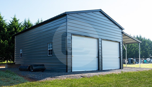 24x26x11 Double Garage with Lean To | 12X26X10 Lean-to, Two Car Garage