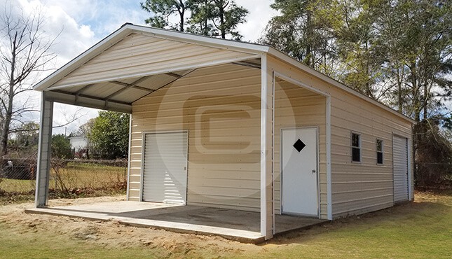 24x50 Combo Utility Building | Enclosed and Open Combo Building
