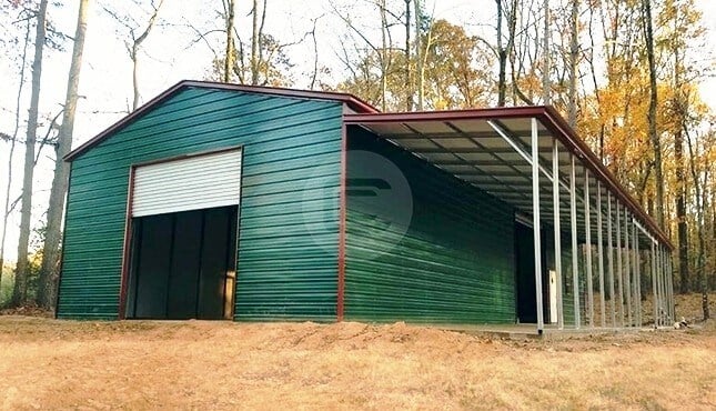 36x70 Prefab Workshop with Lean-to | Lean-to Extension Building