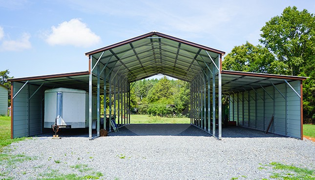 44x46 Vertical Roof Metal Barn | 44x46 Certified Metal Barn With Lean Too's